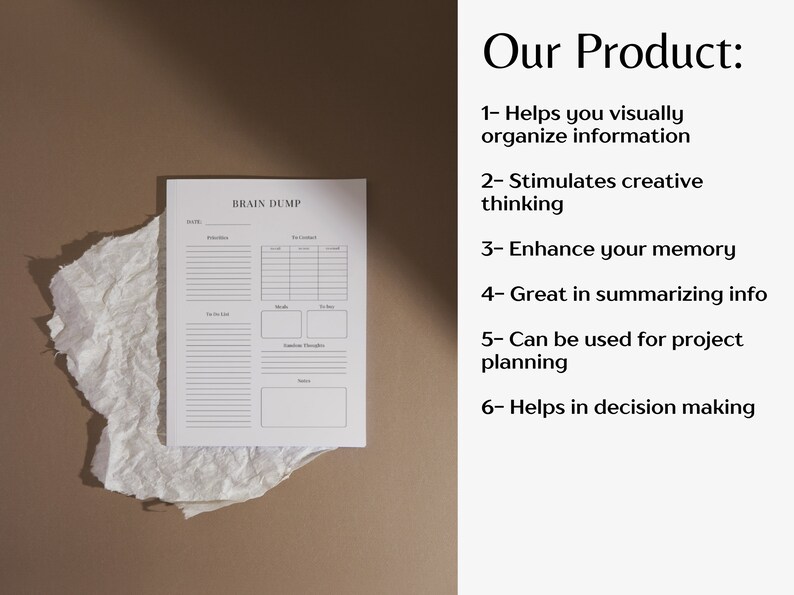 Brain Dump Bundle Template, Printable Brain Dump Planner, Ideas ...