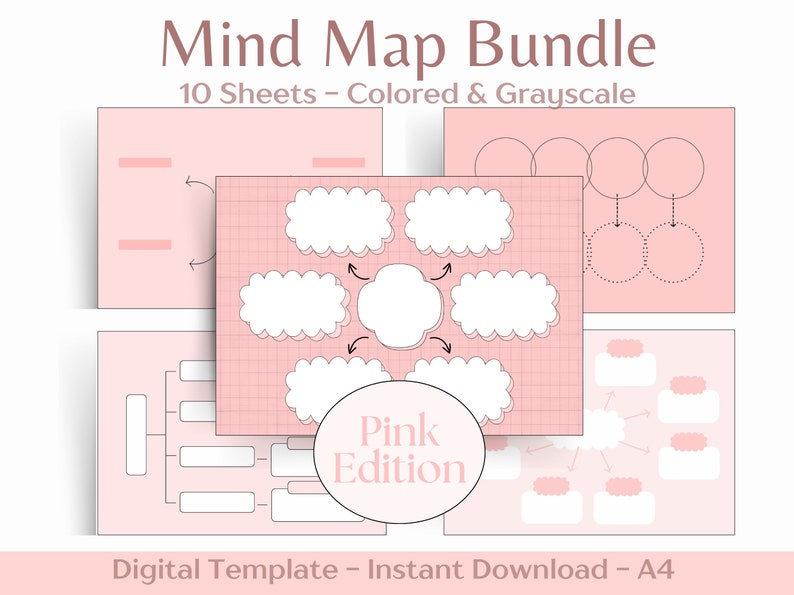 Mind Map Template Printable Mind Map Planner Brainstorm Diagrams Study ...