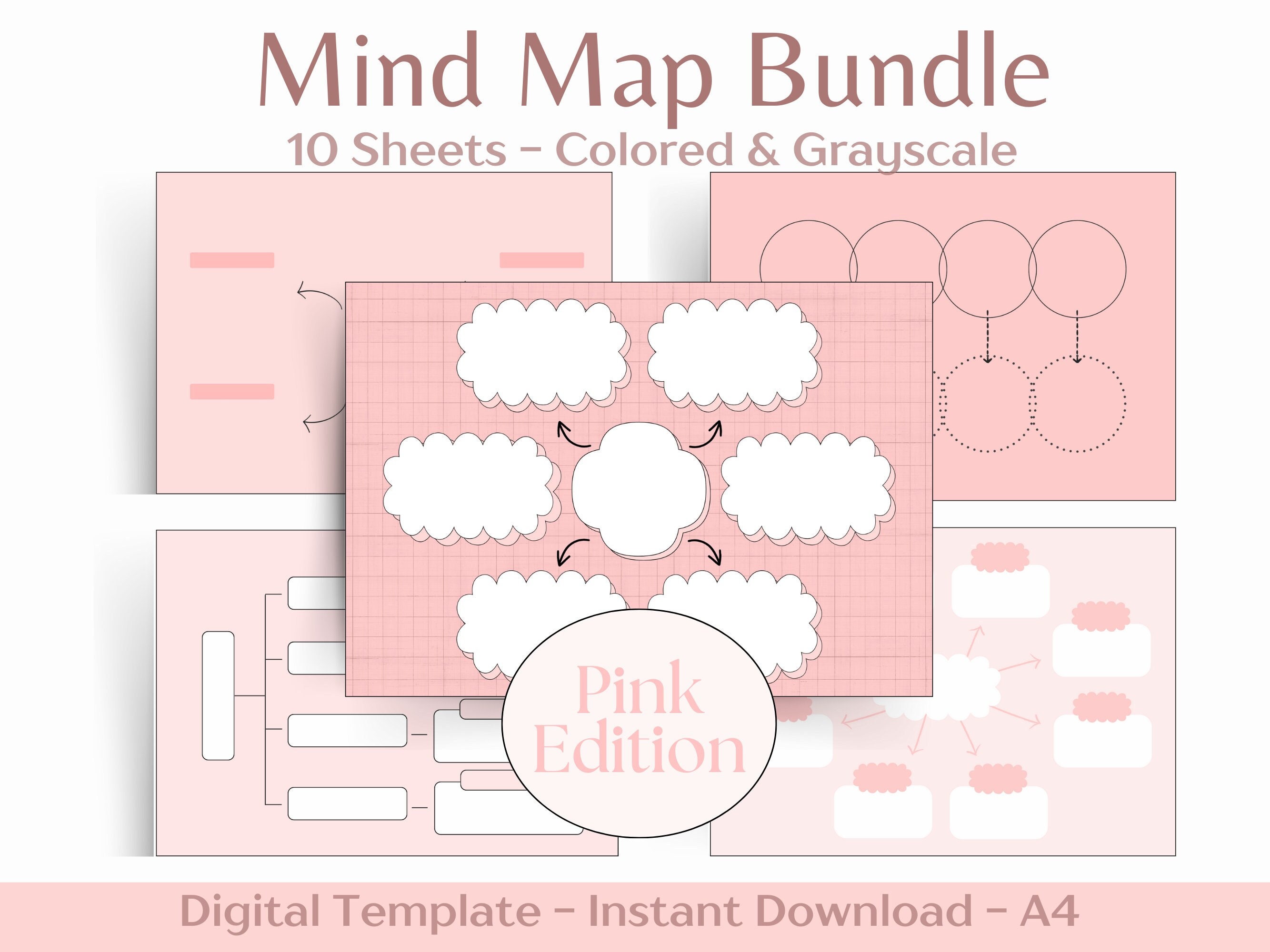 Mind Map Template Printable Mind Map Planner Brainstorm Diagrams Study ...