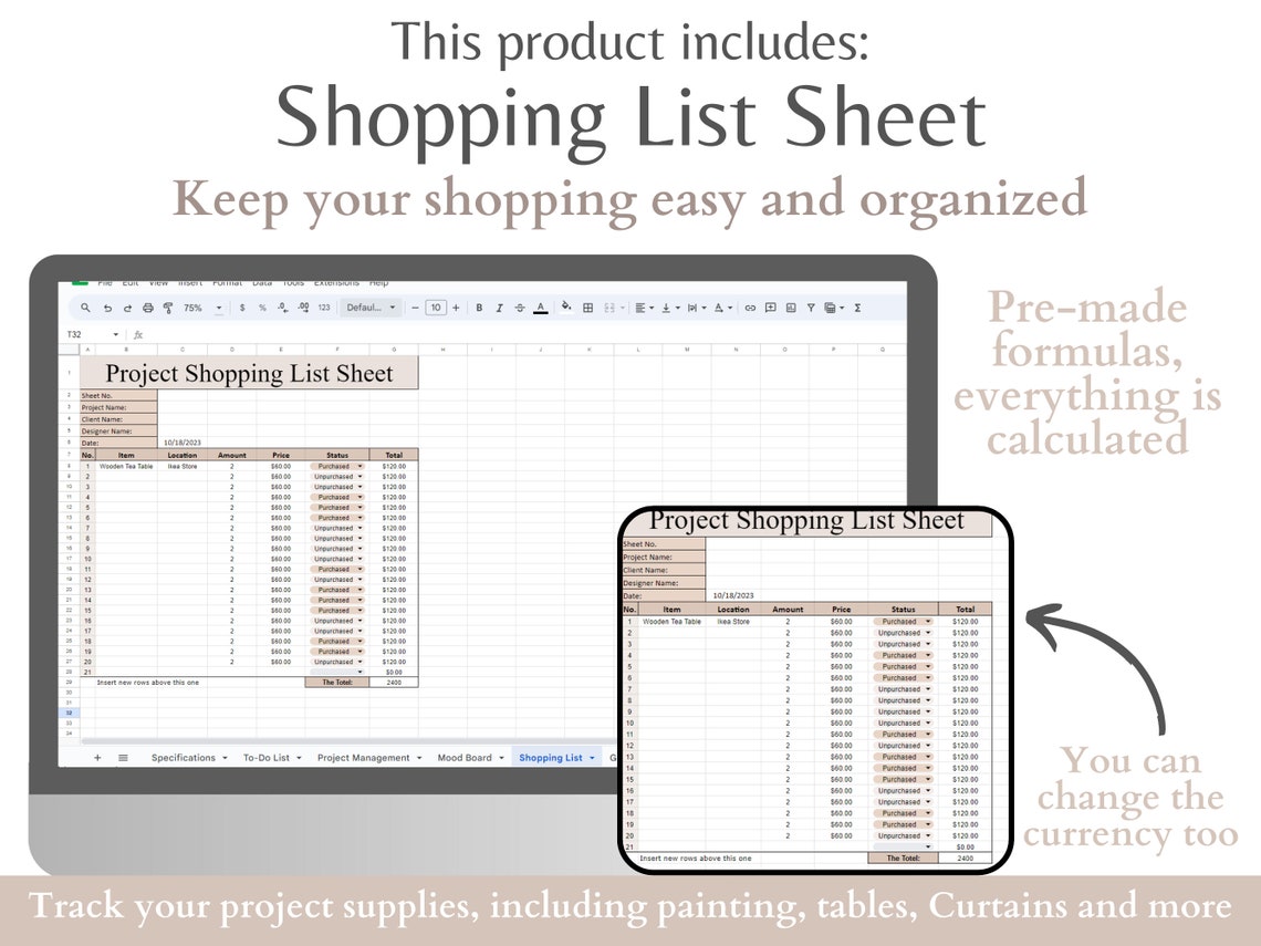 Interior Design Specifications Template FFE Interior Designer Project ...