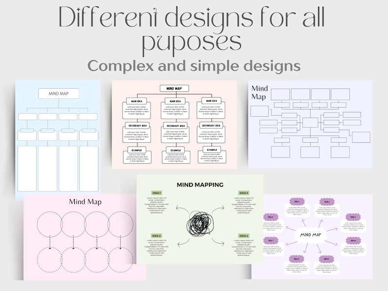 Mind Map Template Printable Mind Map Planner Brainstorm Diagrams Study ...
