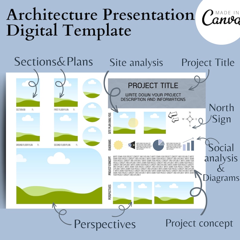 Architecture Poster Presentation Template Architecture Drawings Board Editable Template Interior ...