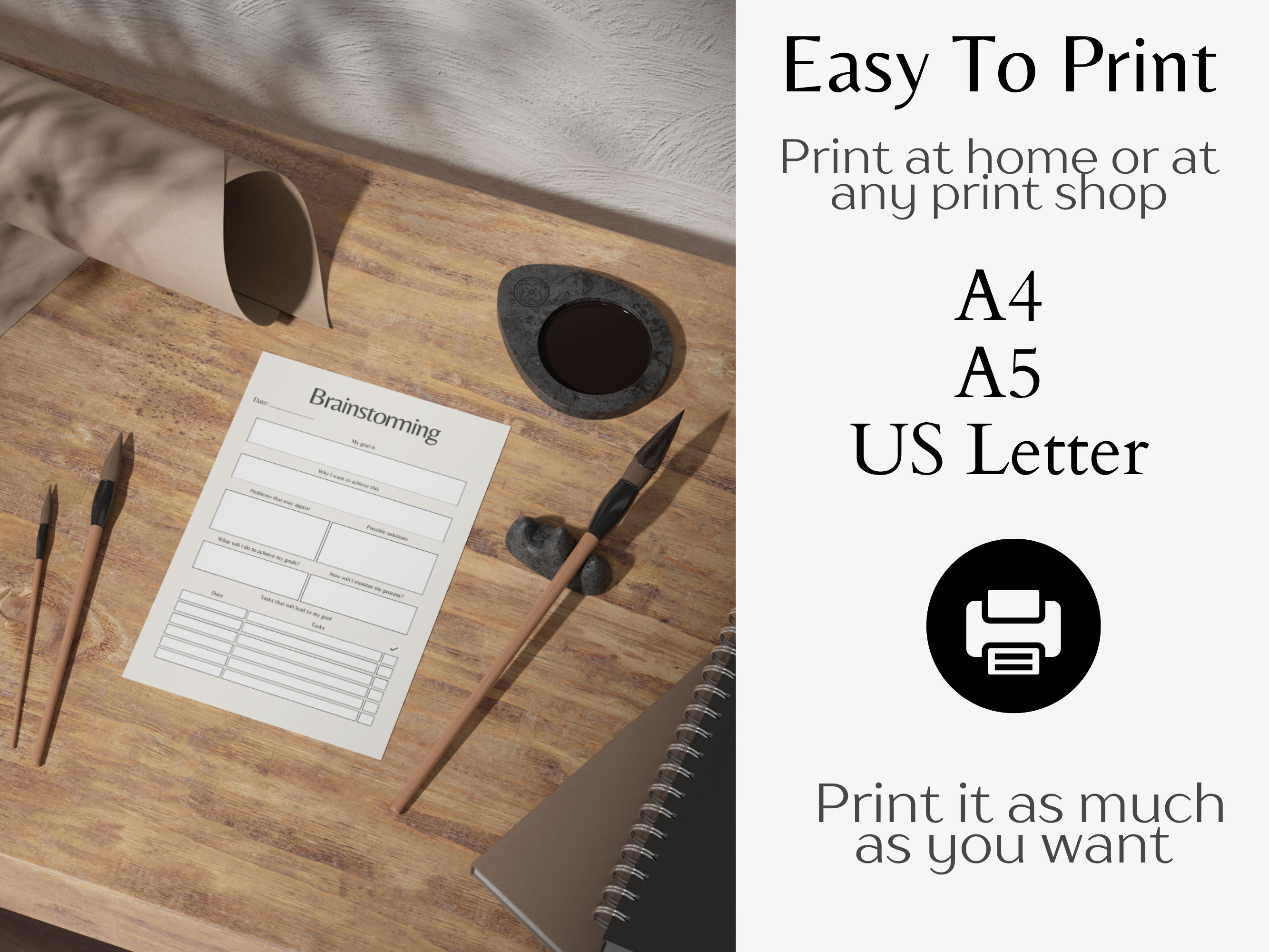 Brainstorm Template Bundle Productivity Digital Planner Mind Map ...