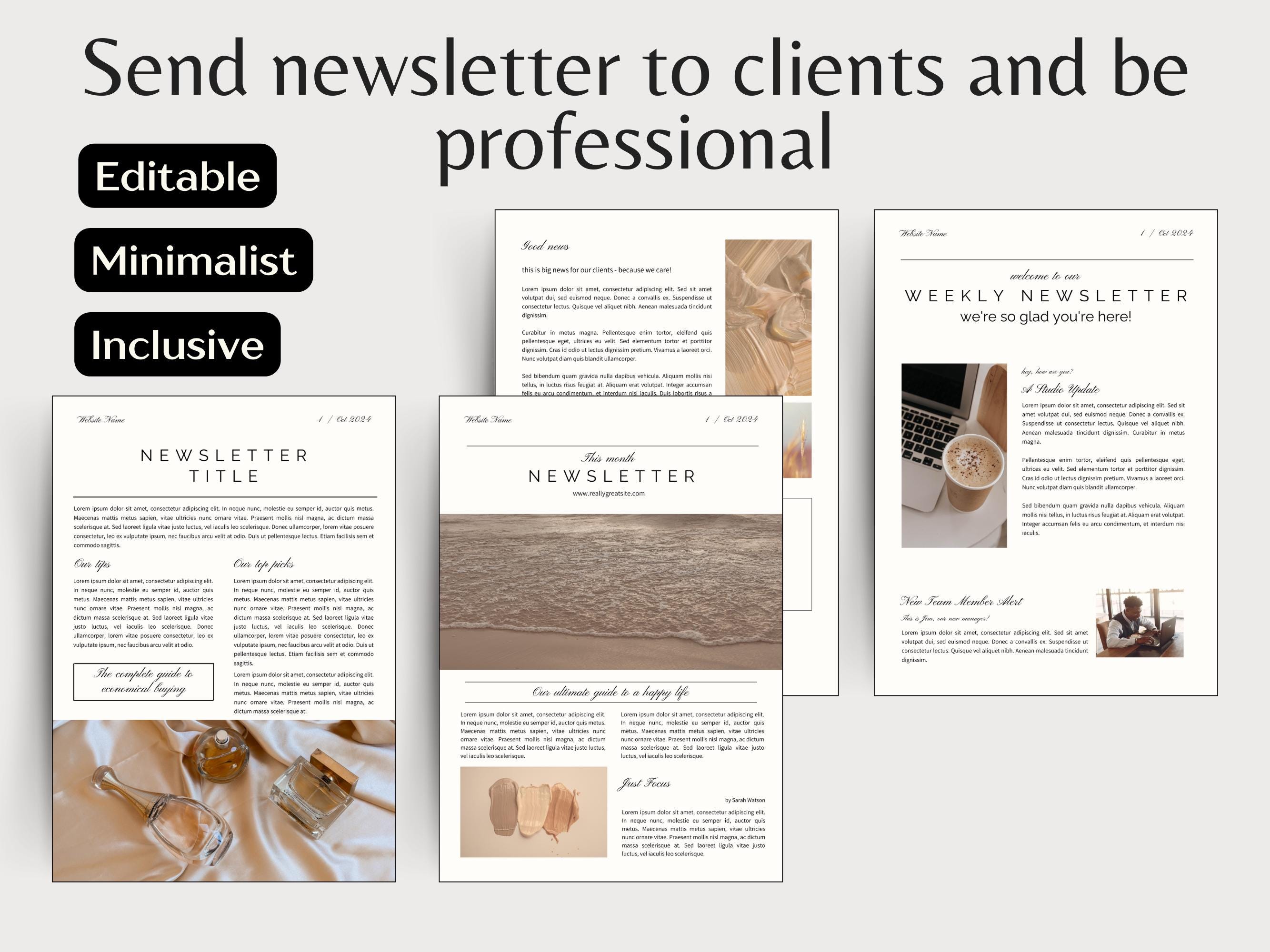 Newsletter Editable Template, Clients Welcome Email, Small Business ...