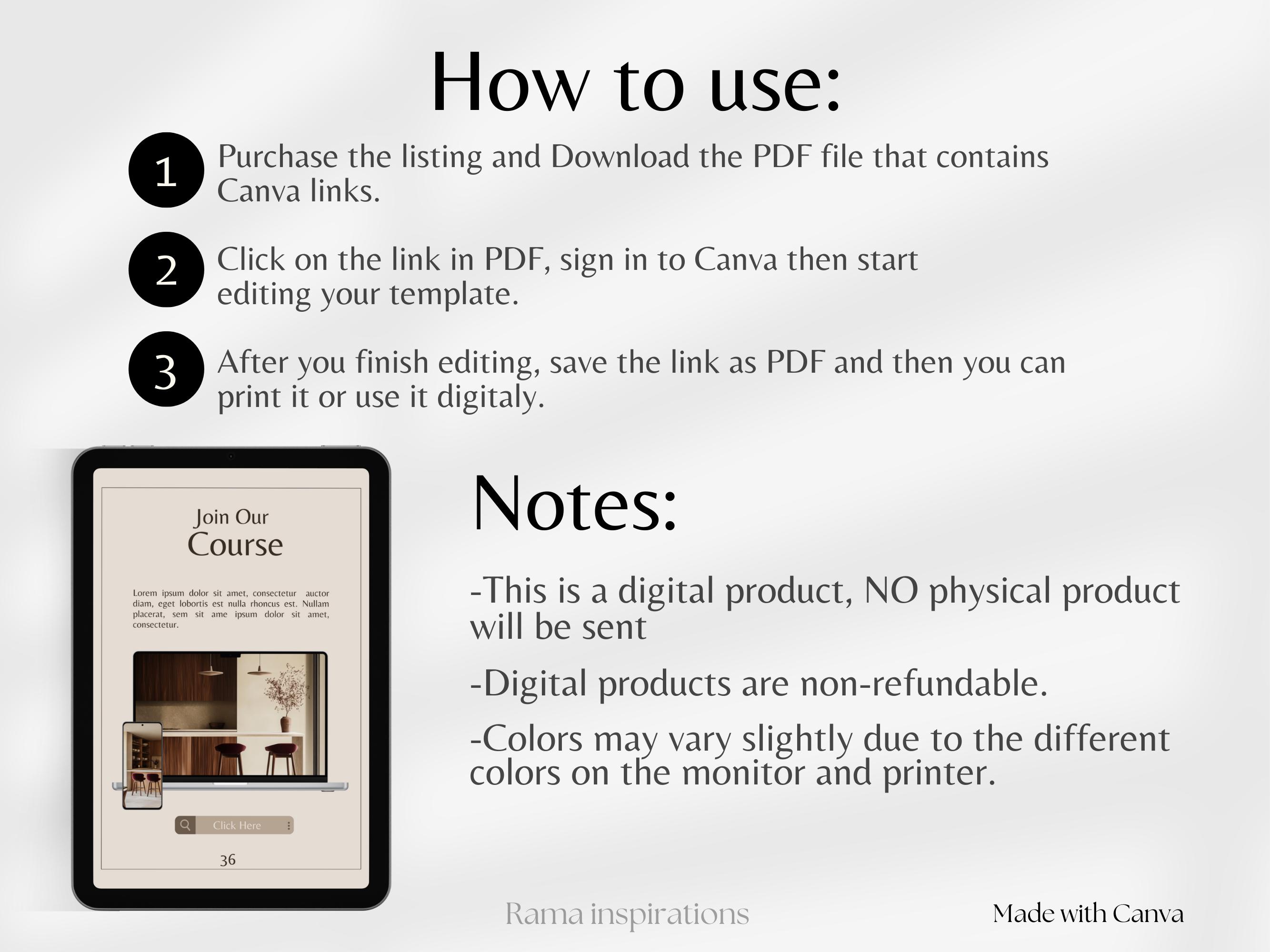 Interior Design Ebook Template Canva Editable Ebook Template Home Decor ...