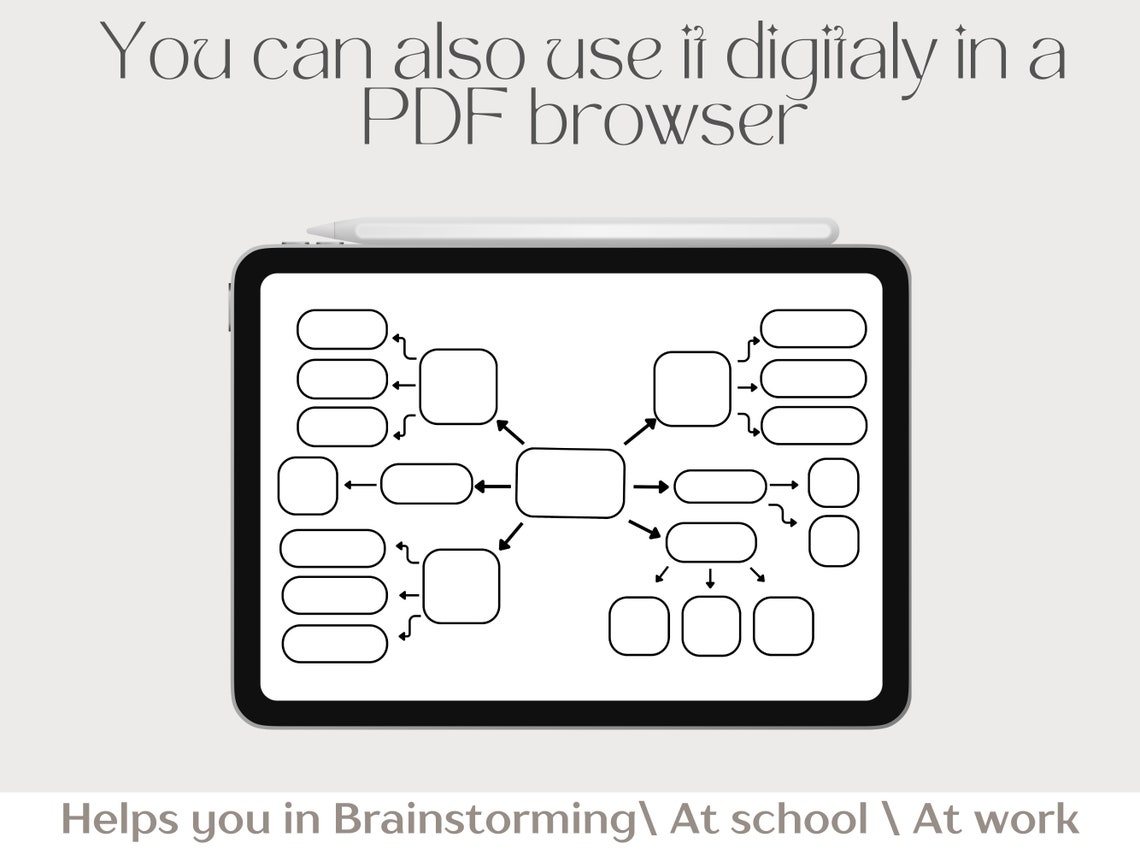 Mind Map Template Printable Mind Map Planner Brainstorm Diagrams Study ...