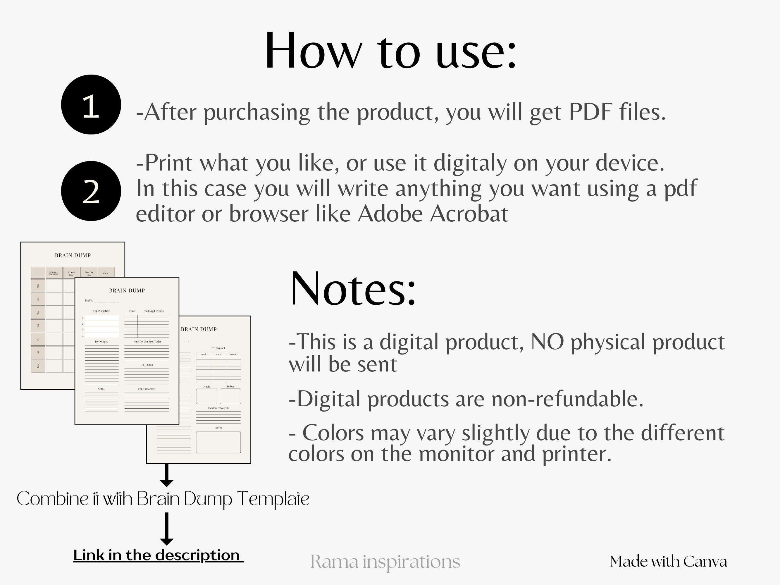 Brainstorm Template Bundle Productivity Digital Planner Mind Map ...