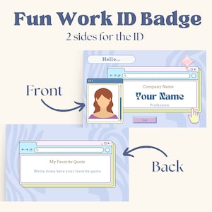 ID Badge Editable Template Work ID Badge Nurse Teacher ID Badge Cute ...