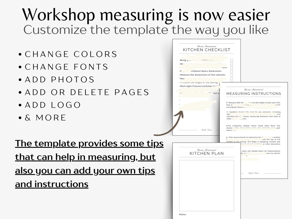 Interior Design Site Measure List, Room Measurement Tracker, Interior ...