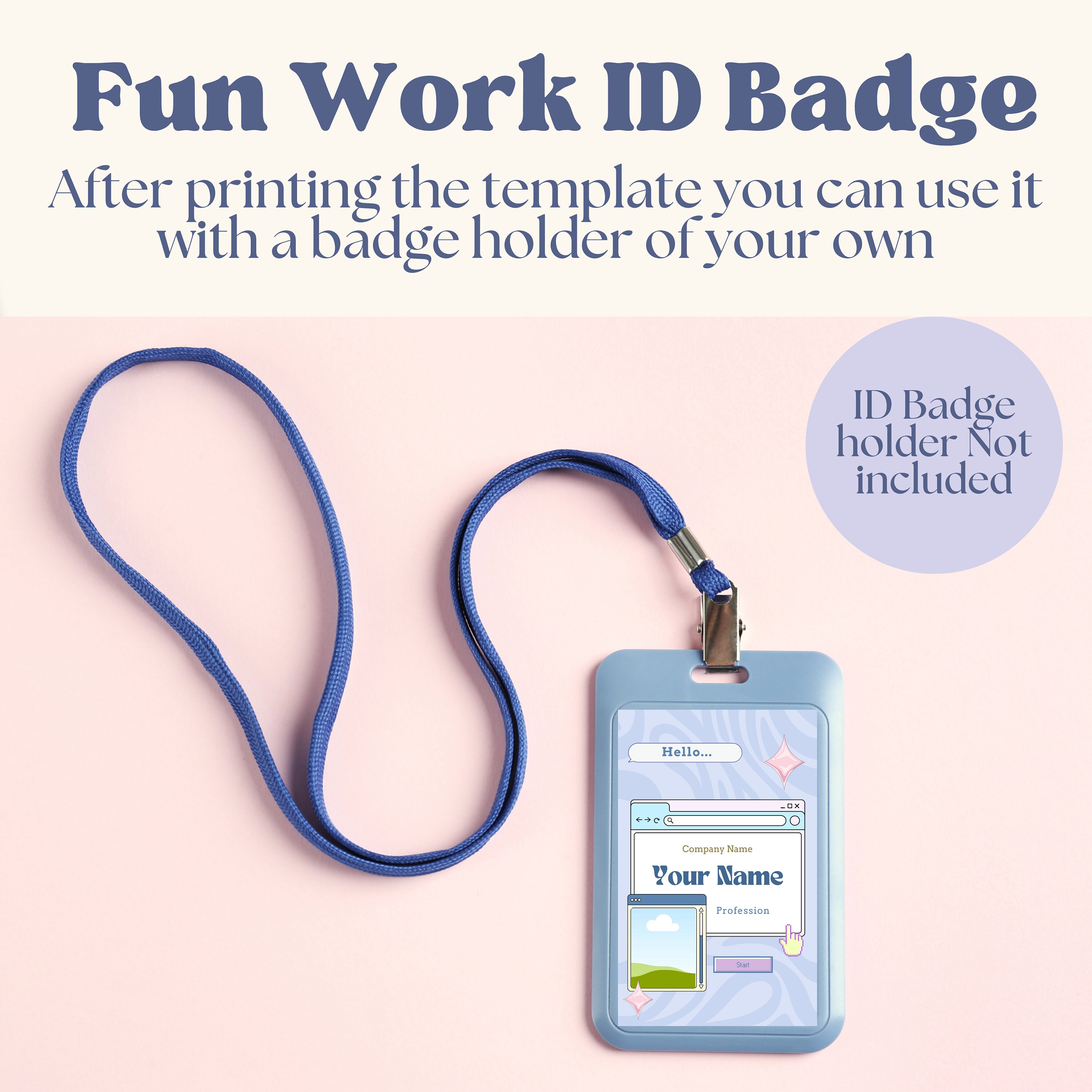 ID Badge Editable Template Work ID Badge Nurse Teacher ID Badge Cute ...