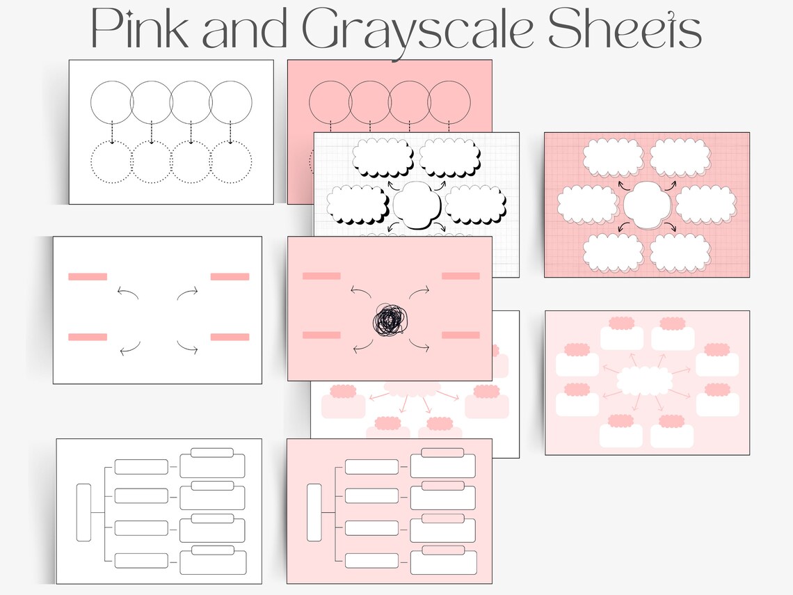 Mind Map Template Printable Mind Map Planner Brainstorm Diagrams Study ...