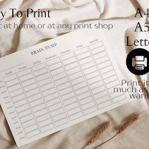 Brain Dump Planner Bundle Mind Map Template ADHD Weekly Planner Daily ...