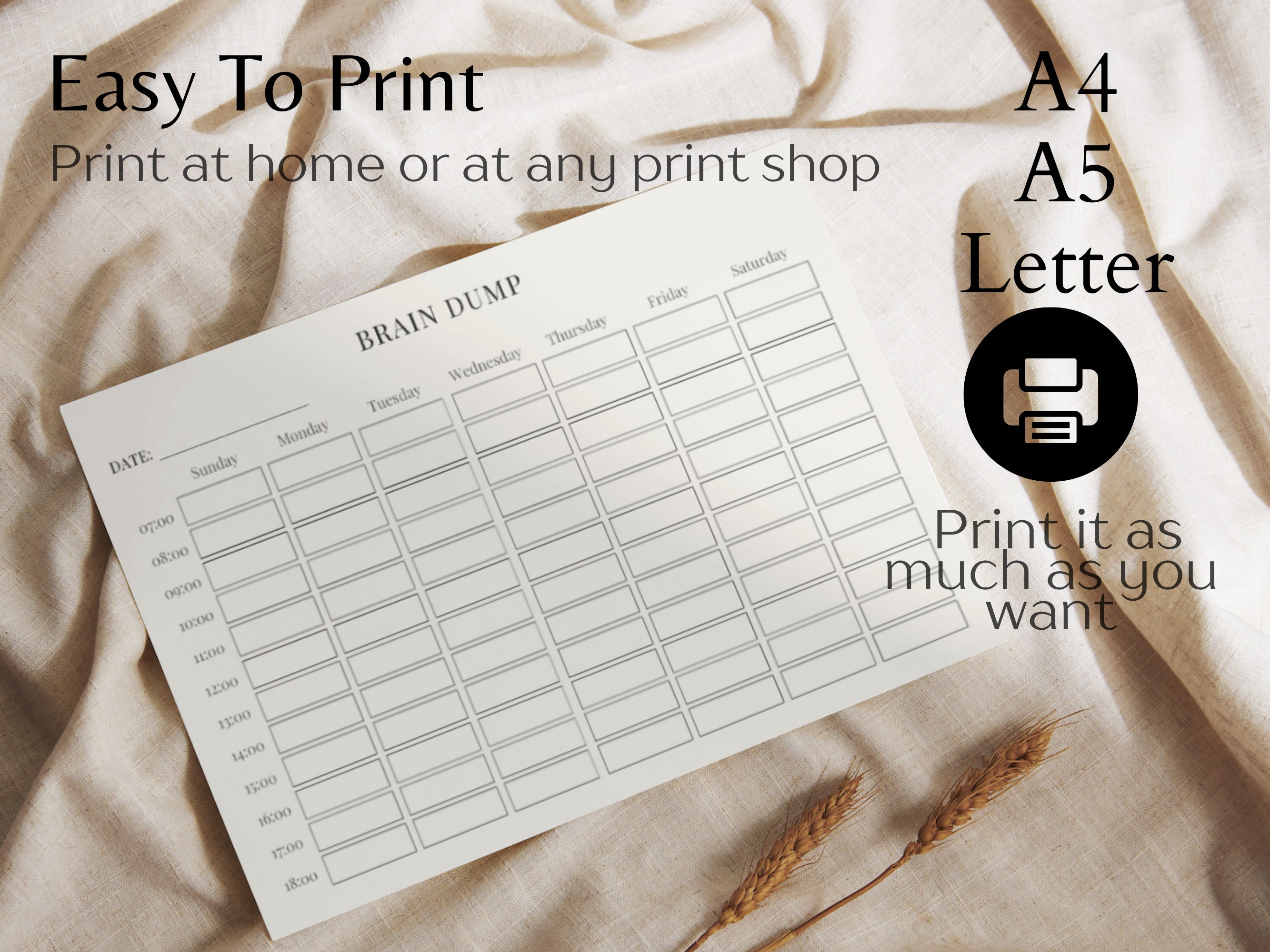 Brain Dump Planner Bundle Mind Map Template ADHD Weekly Planner Daily ...