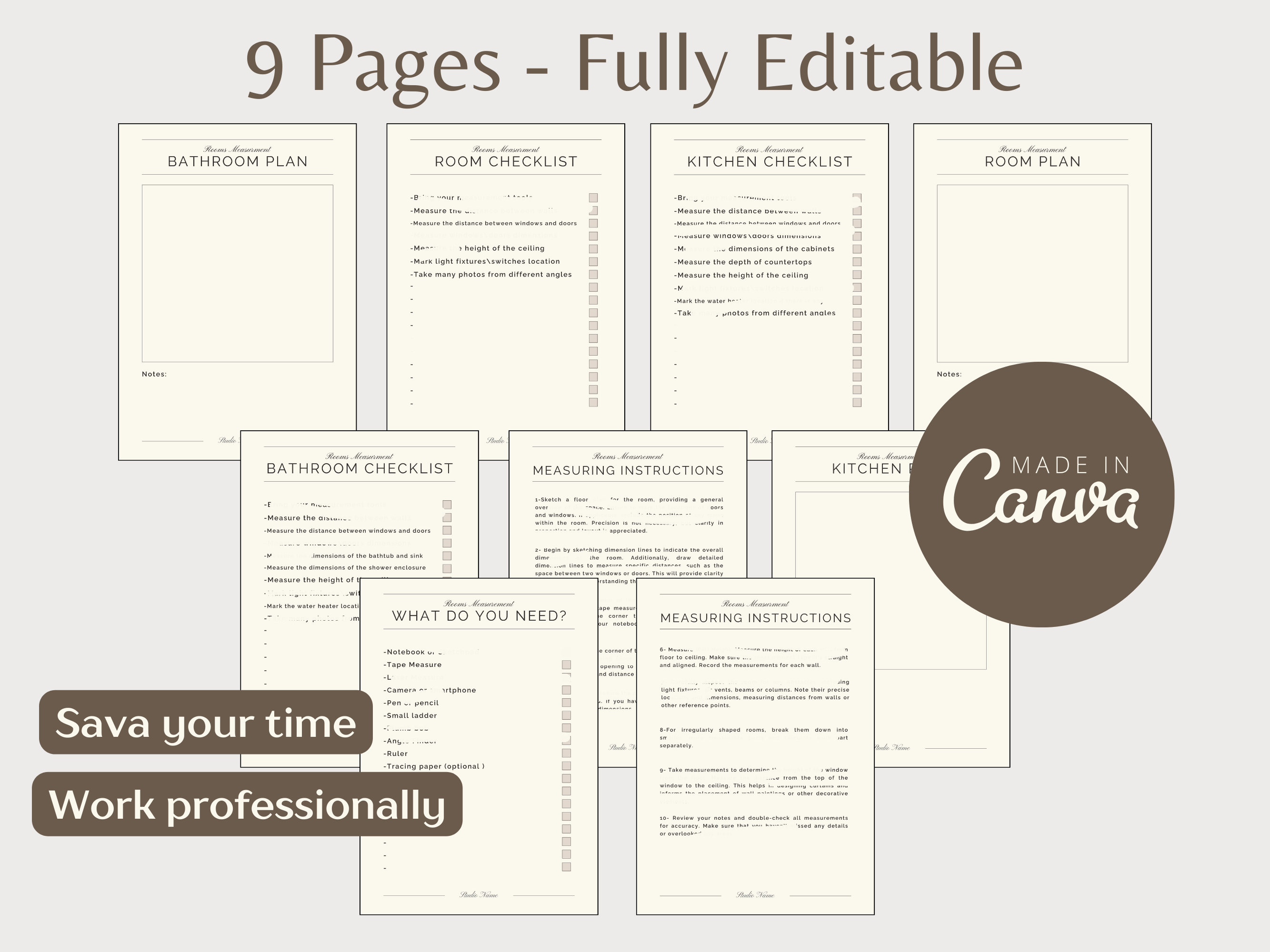 Rooms Measure Checklist Interior Design Site Measurement Template ...