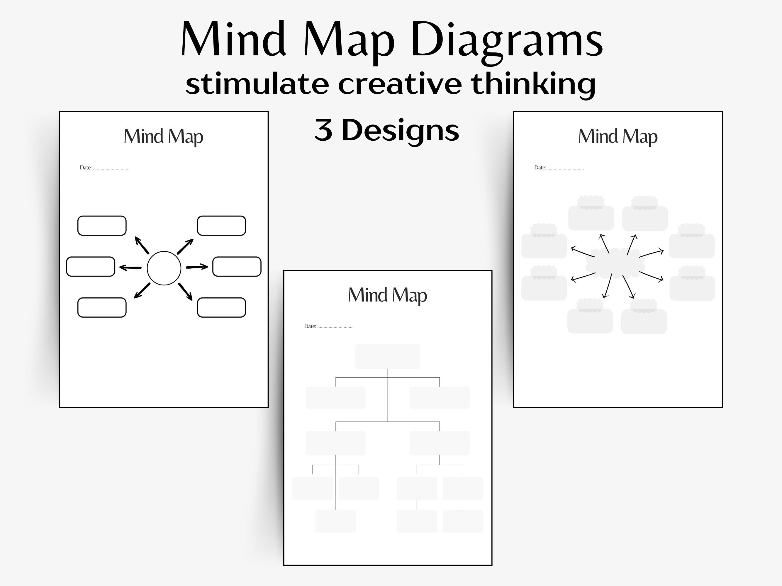 Brainstorm Template Bundle Productivity Digital Planner Mind Map ...
