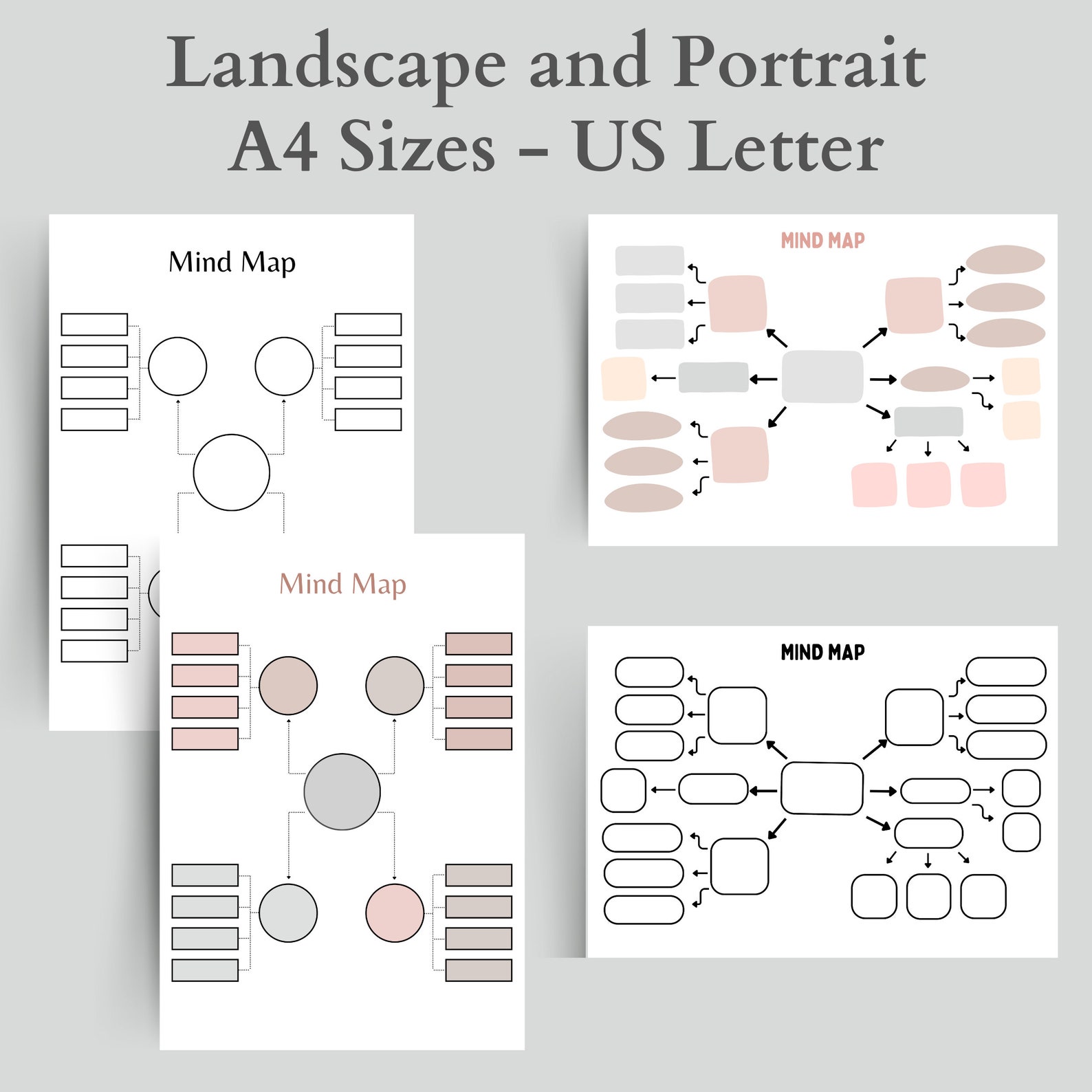 Mind Map Template Printable Mind Map Planner Brainstorm Diagrams Study ...