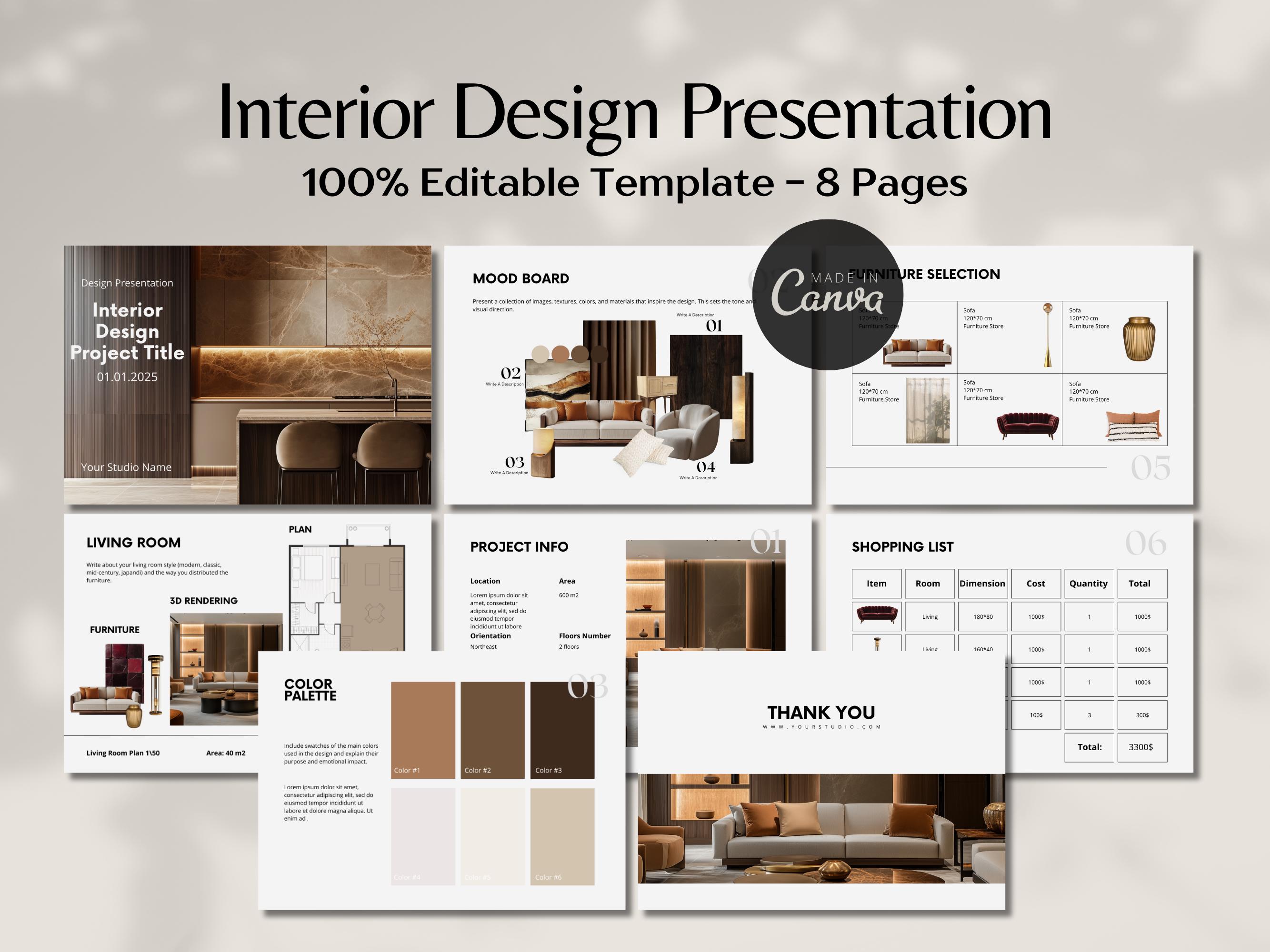 Interior Design Presentation Template, Interior Design Project Proposal ...