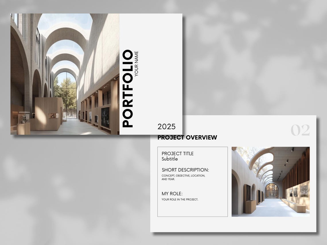 Architecture Portfolio Template, Architect Template Canva, Interior ...