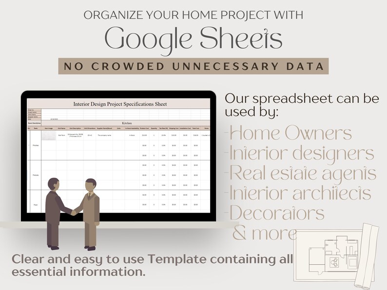 Home Renovation Planner Interior Design Spreadsheet House Improvement ...