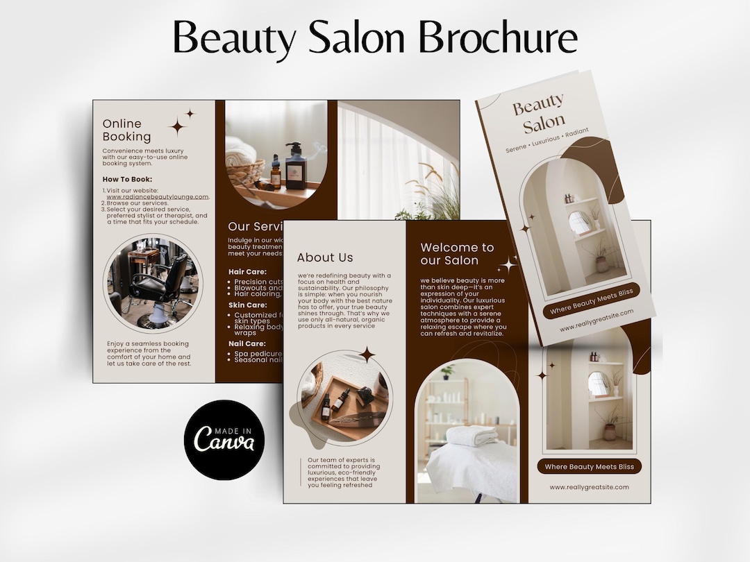 Beauty Salon Brochure Template Hair Nail Flyer Spa Service Guide Tri ...