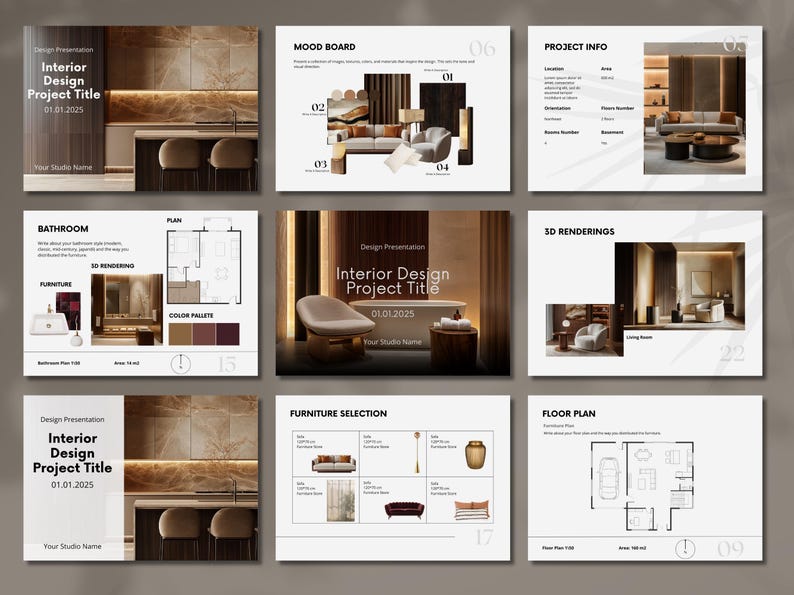 Interior Design Presentation Template, Interior Design Project Proposal ...