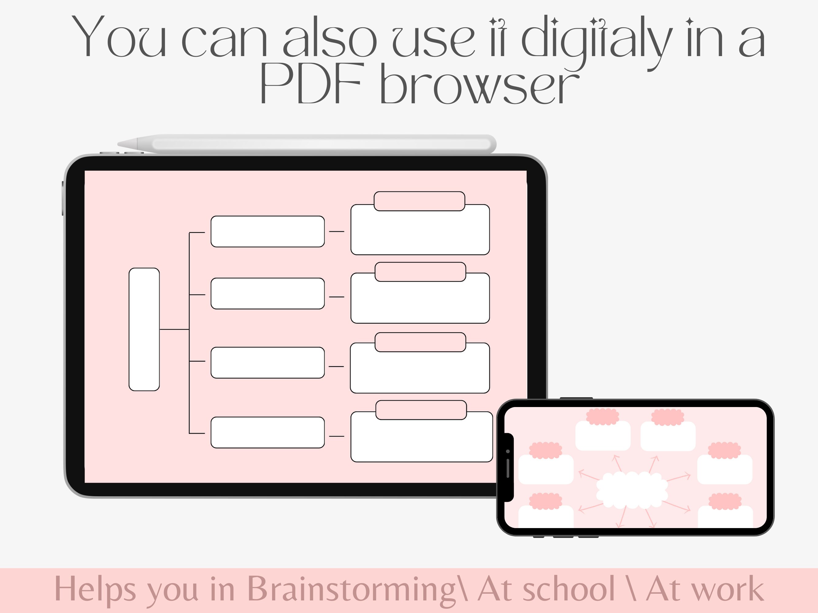 Mind Map Template Printable Mind Map Planner Brainstorm Diagrams Study ...
