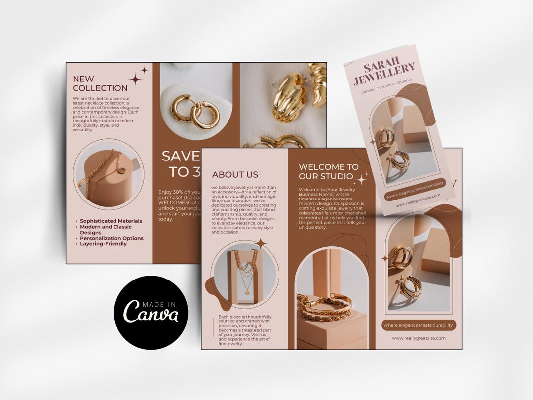 Editable Brochure Template, Jewelry Brochure Template, Custom Tri-fold ...