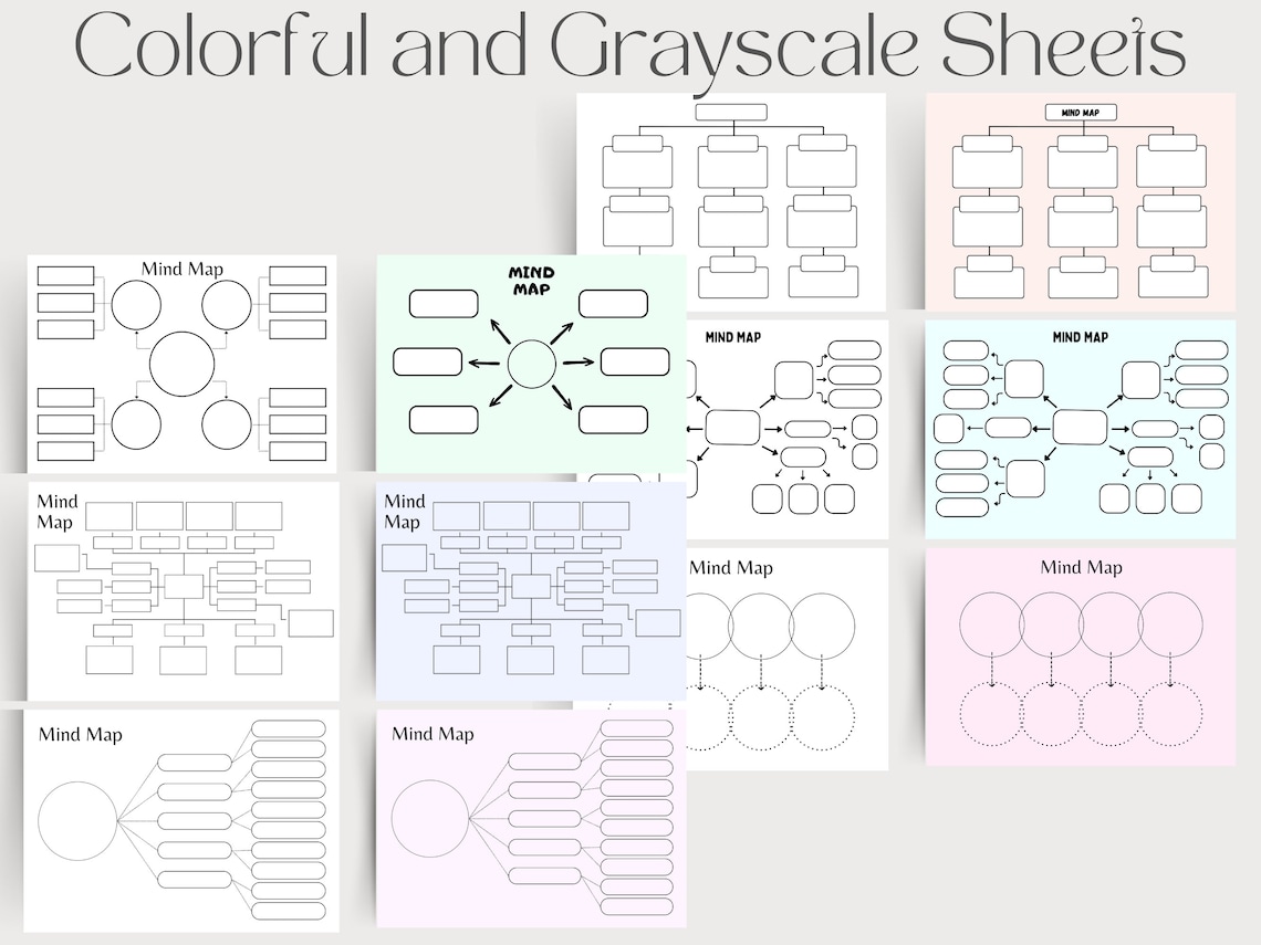 Mind Map Template Printable Mind Map Planner Brainstorm Diagrams Study ...