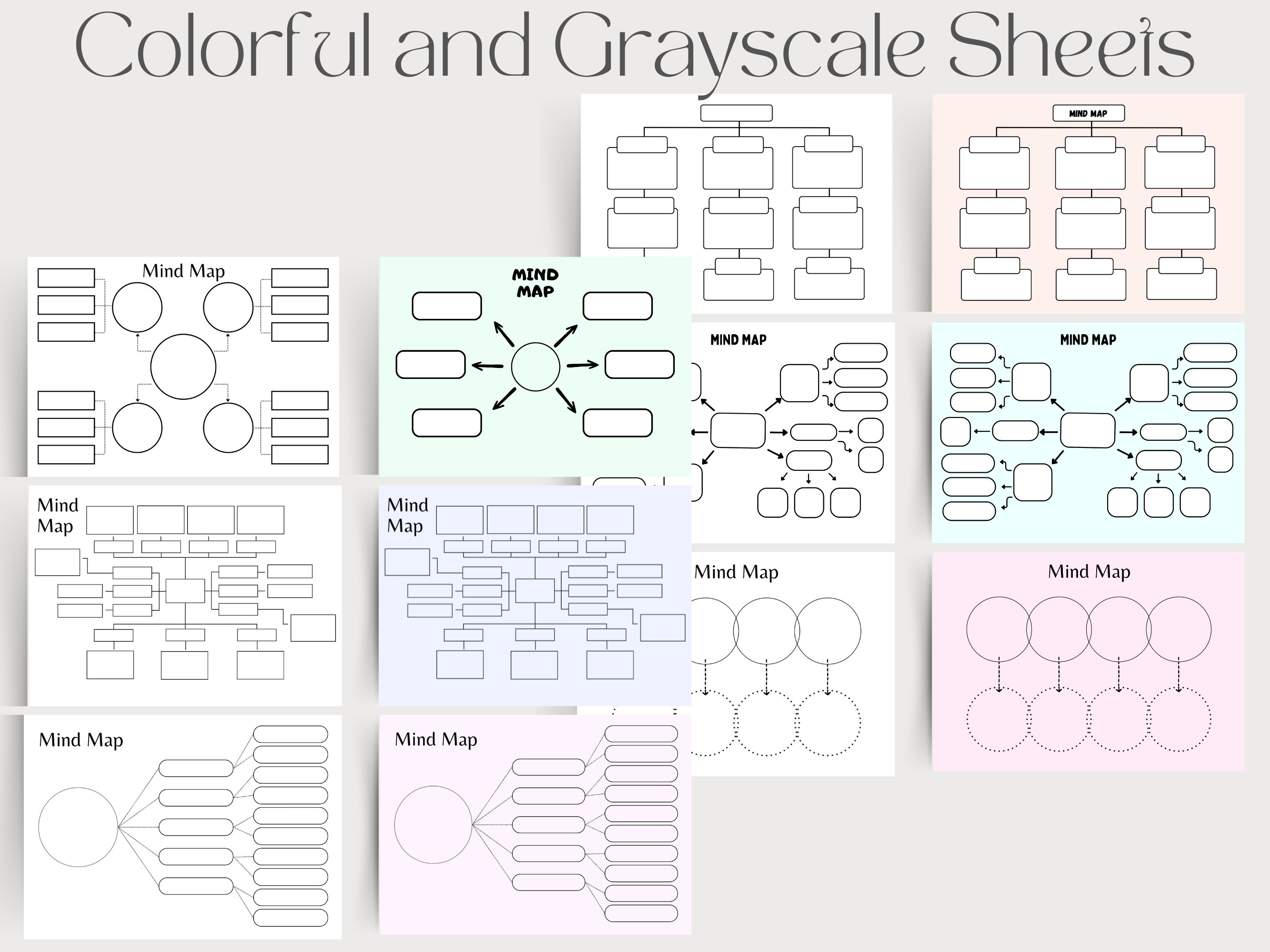 Mind Map Template Printable Mind Map Planner Brainstorm Diagrams Study ...