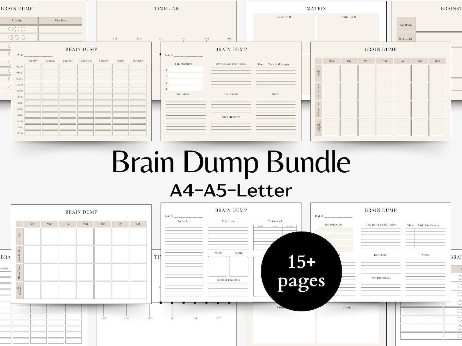 Brain Dump Bundle Planner Brainstorming Template ADHD Daily Planner ...