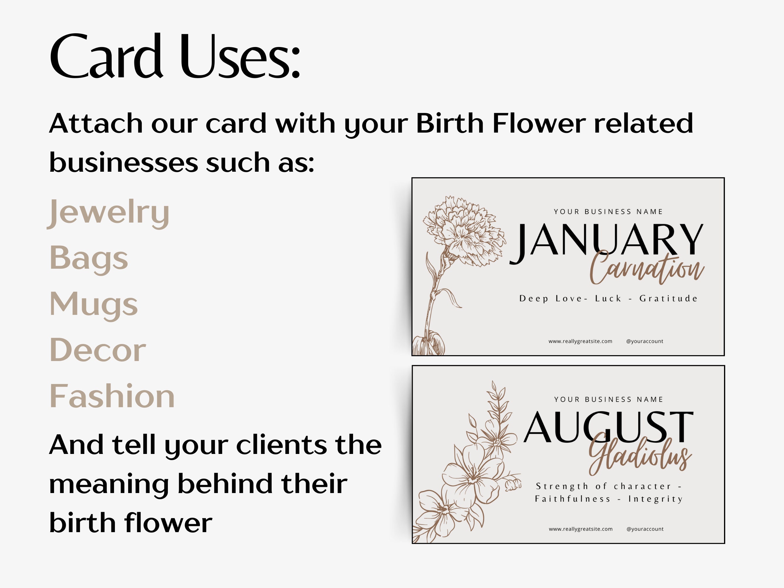 Birth Flower Card Template Birthflower Meaning Editable Card for Birth ...