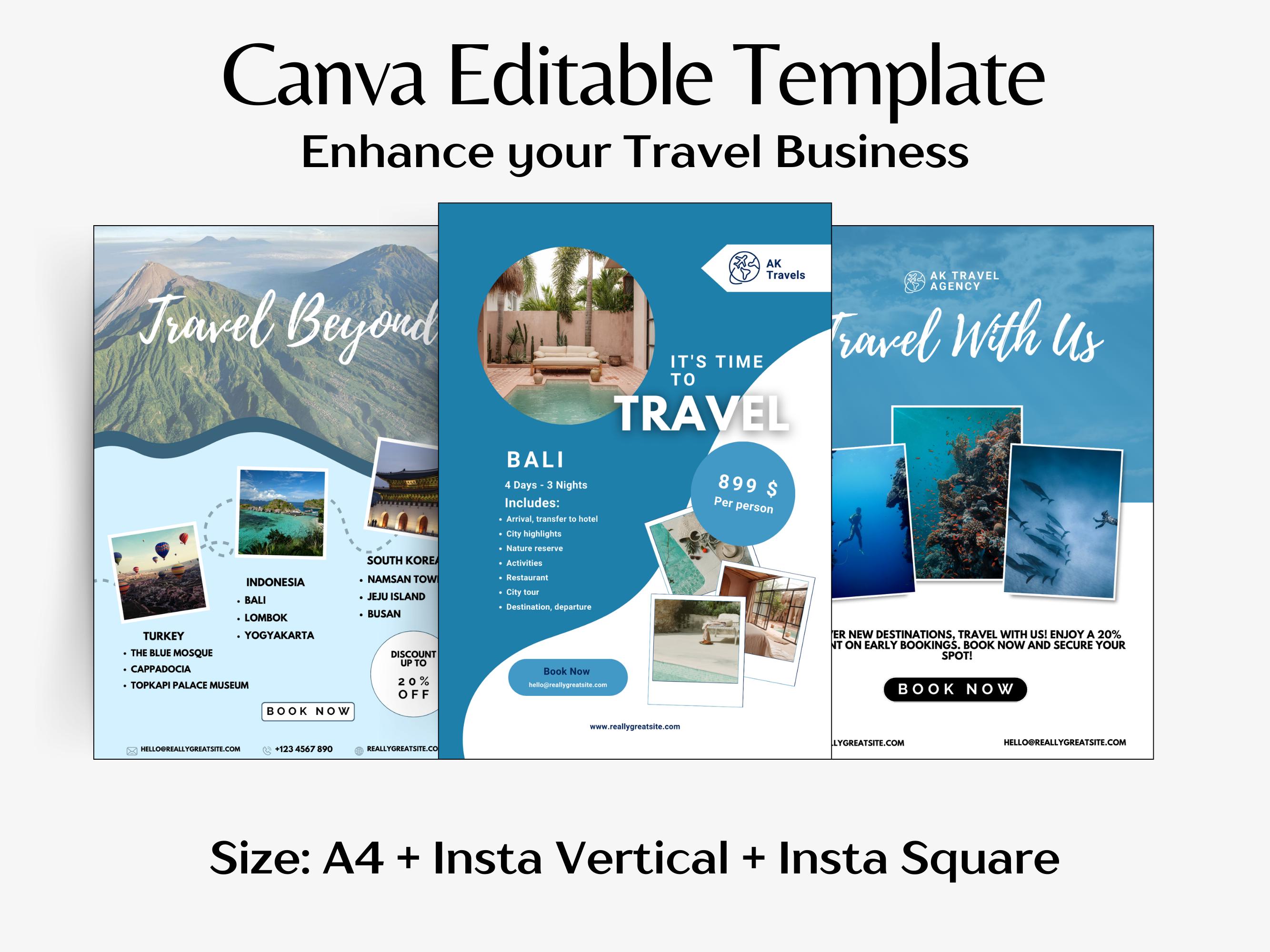 Travel Canva Template, Travel Instagram Post, Travel Flyer Template ...
