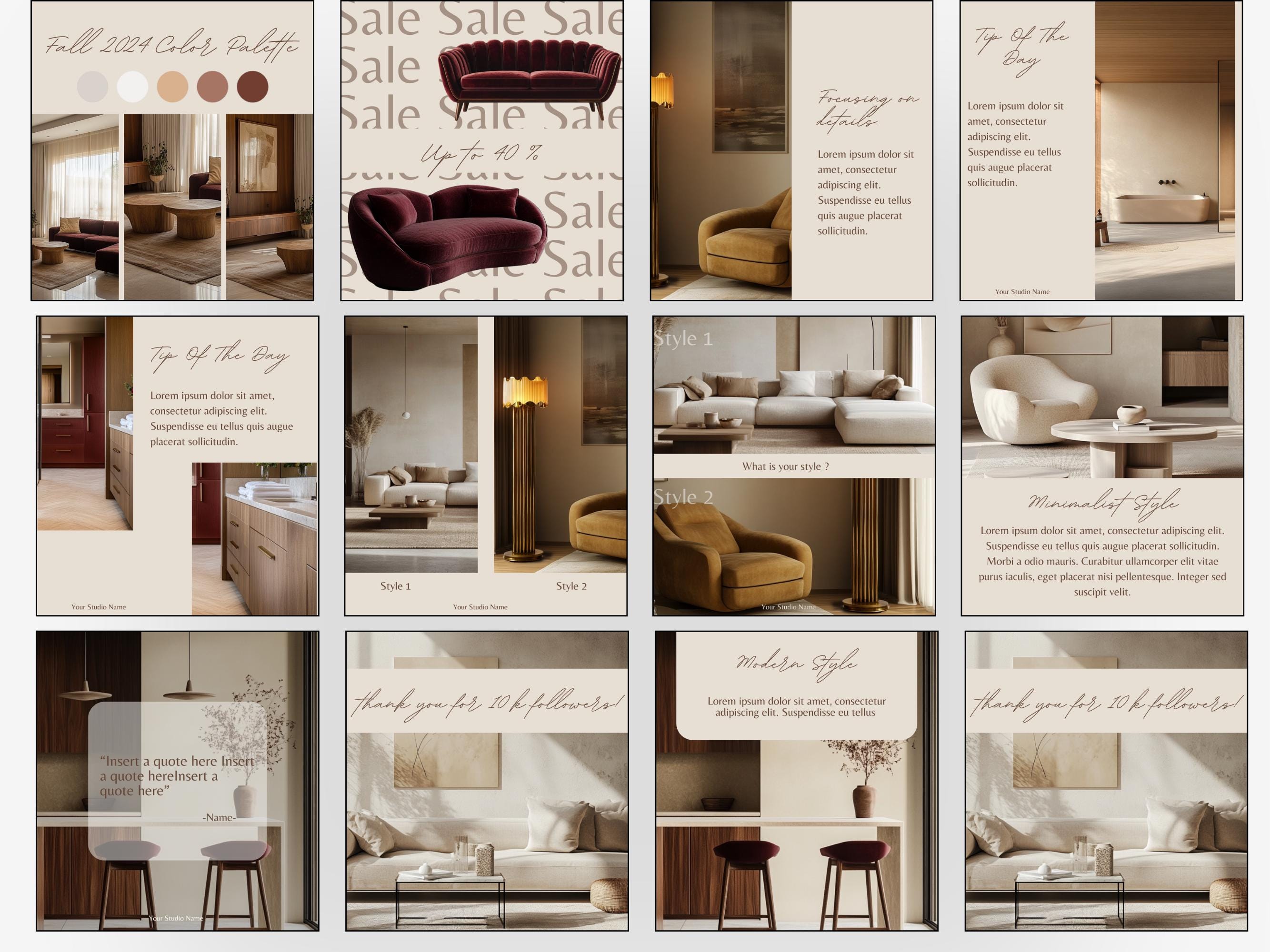 Interior Design Instagram Post Template Home Decor Social Media ...