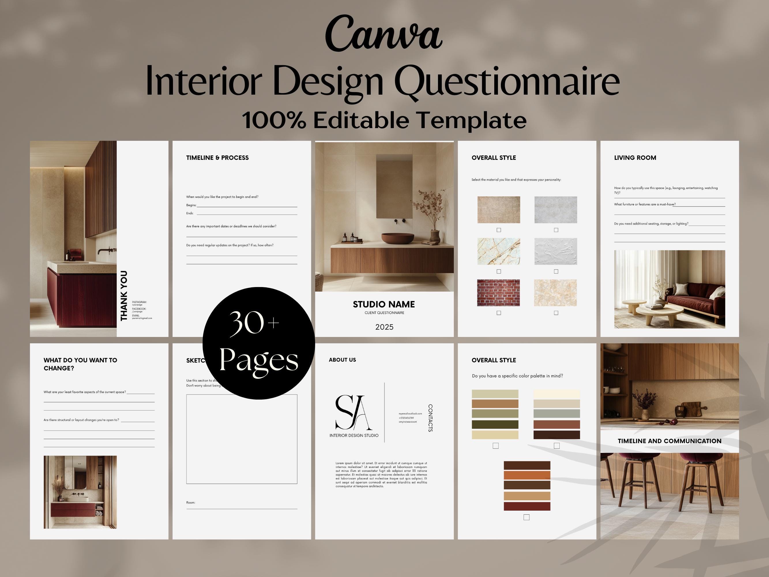 Interior Design Questionnaire Template, Client Onboarding Question ...