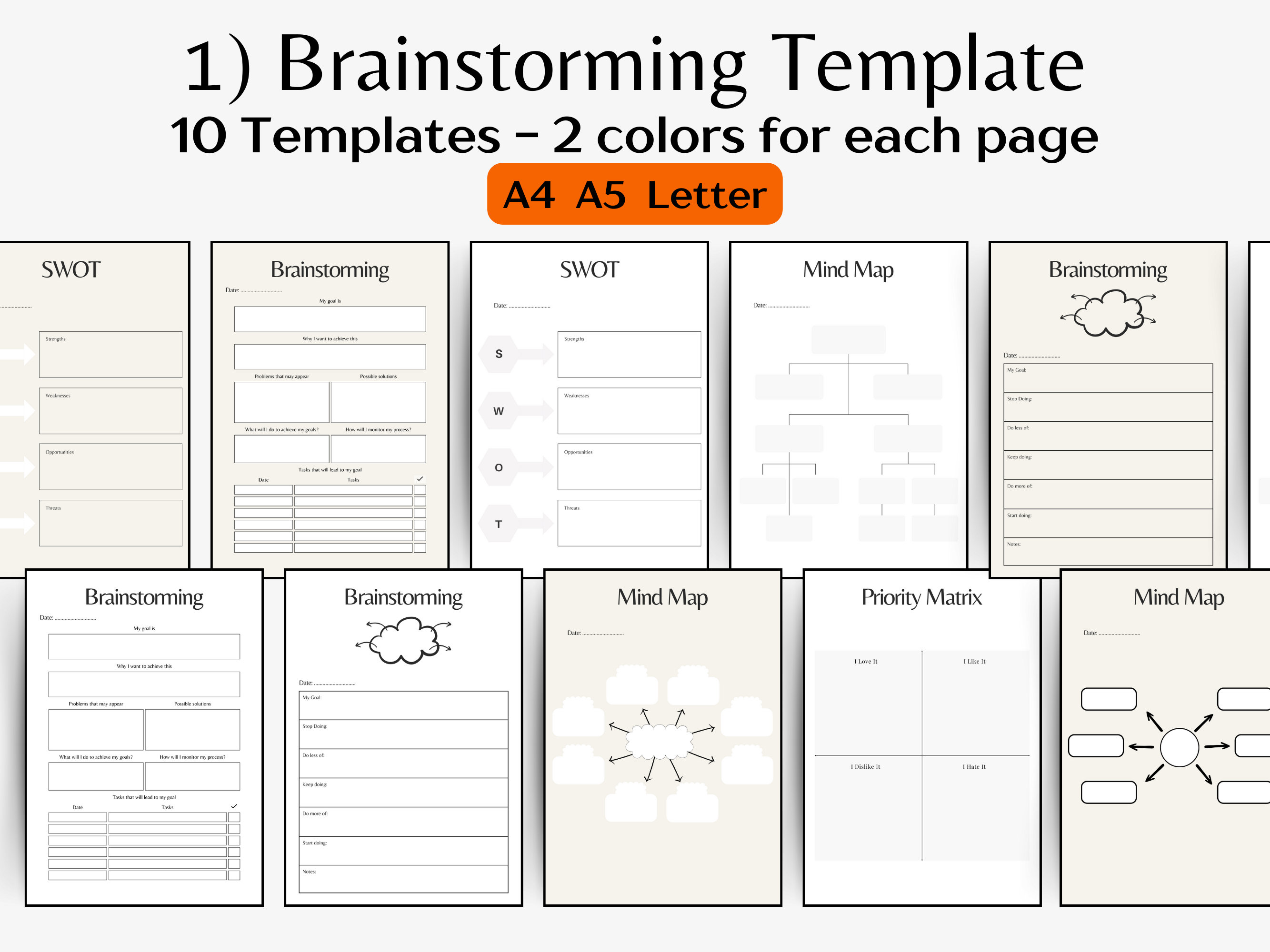 Mind Map Template, Brainstorming Printables, Mindmapping Sheets ...