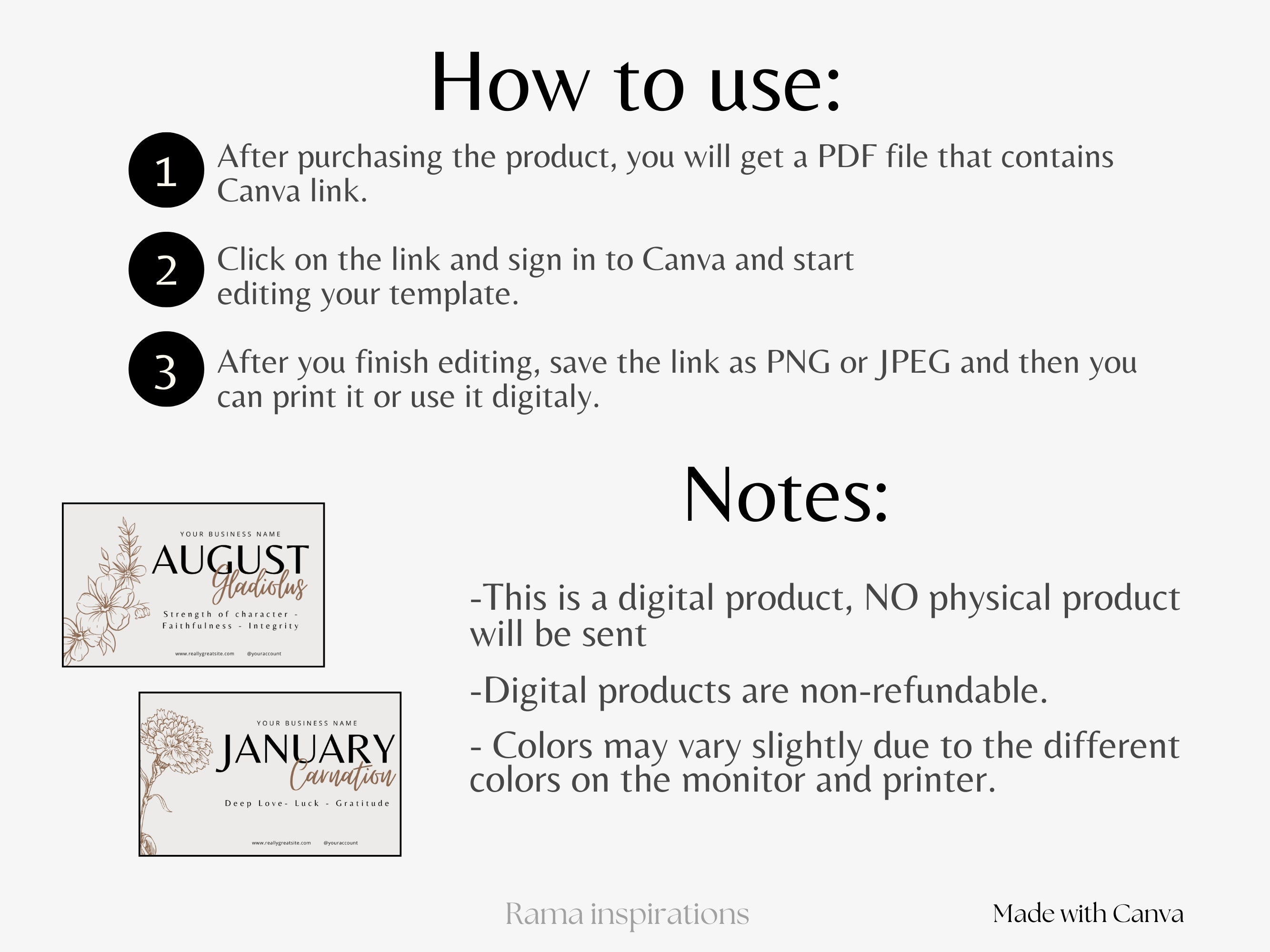 Birth Flower Card Template Birthflower Meaning Editable Card for Birth ...