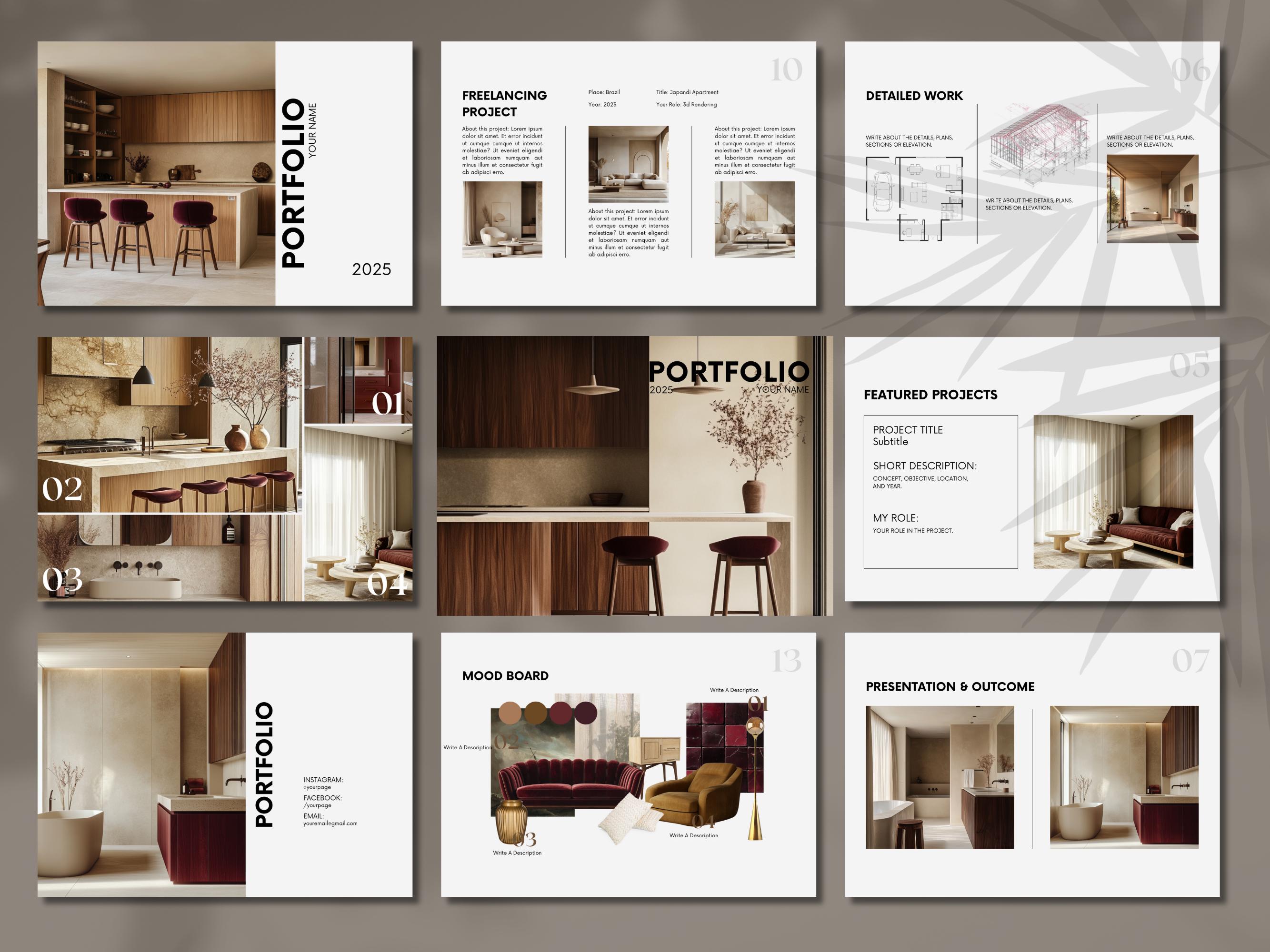 Interior Design Portfolio Template, Minimalist Interior Design Template ...