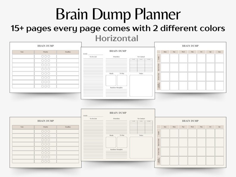 Brain Dump Bundle Planner Brainstorming Template ADHD Daily Planner ...