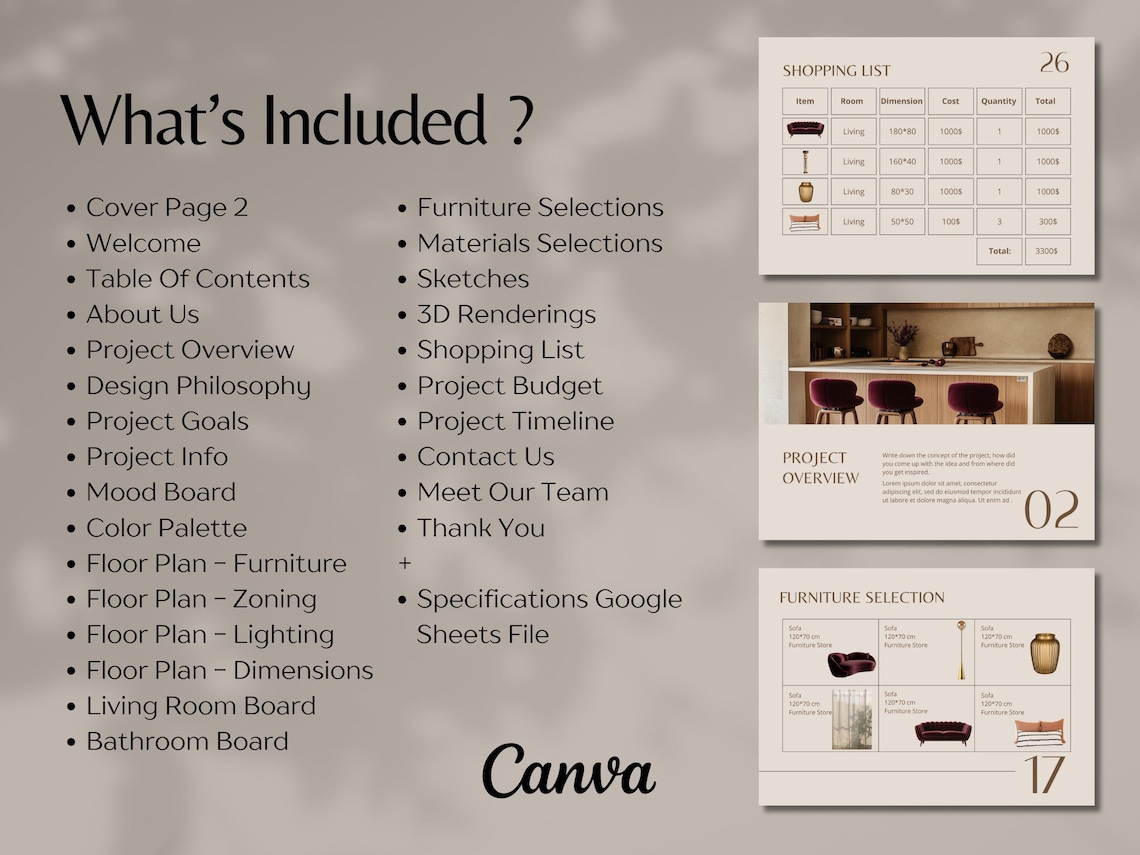 Interior Design Project Proposal Interior Presentation Canva Template ...