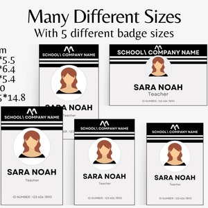 ID Badge Template - ID Card Editable Template - Work Name Tag ...