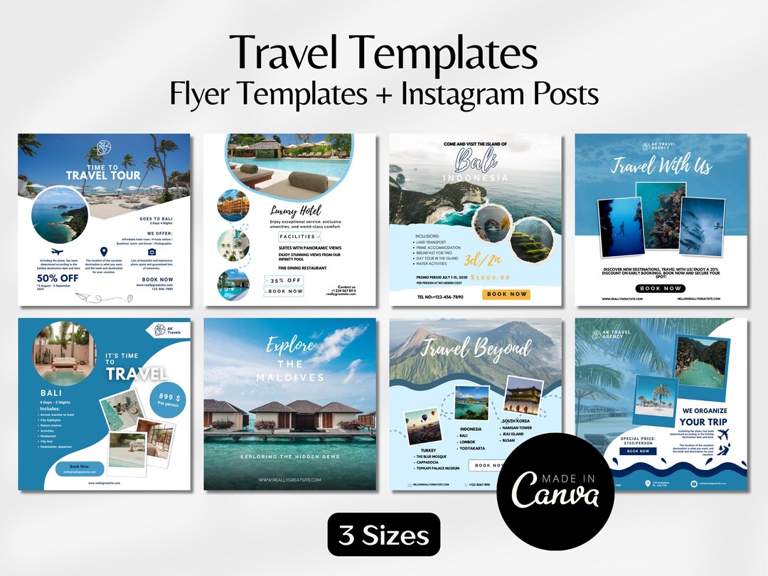 Travel Canva Template, Travel Instagram Post, Travel Flyer Template ...