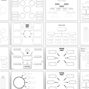 Mind Map Bundle Template, Brainstorming Printables, Productivity Charts ...