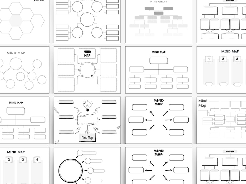 Mind Map Bundle Template: Brainstorming & Study Diagrams (A4/US Letter ...