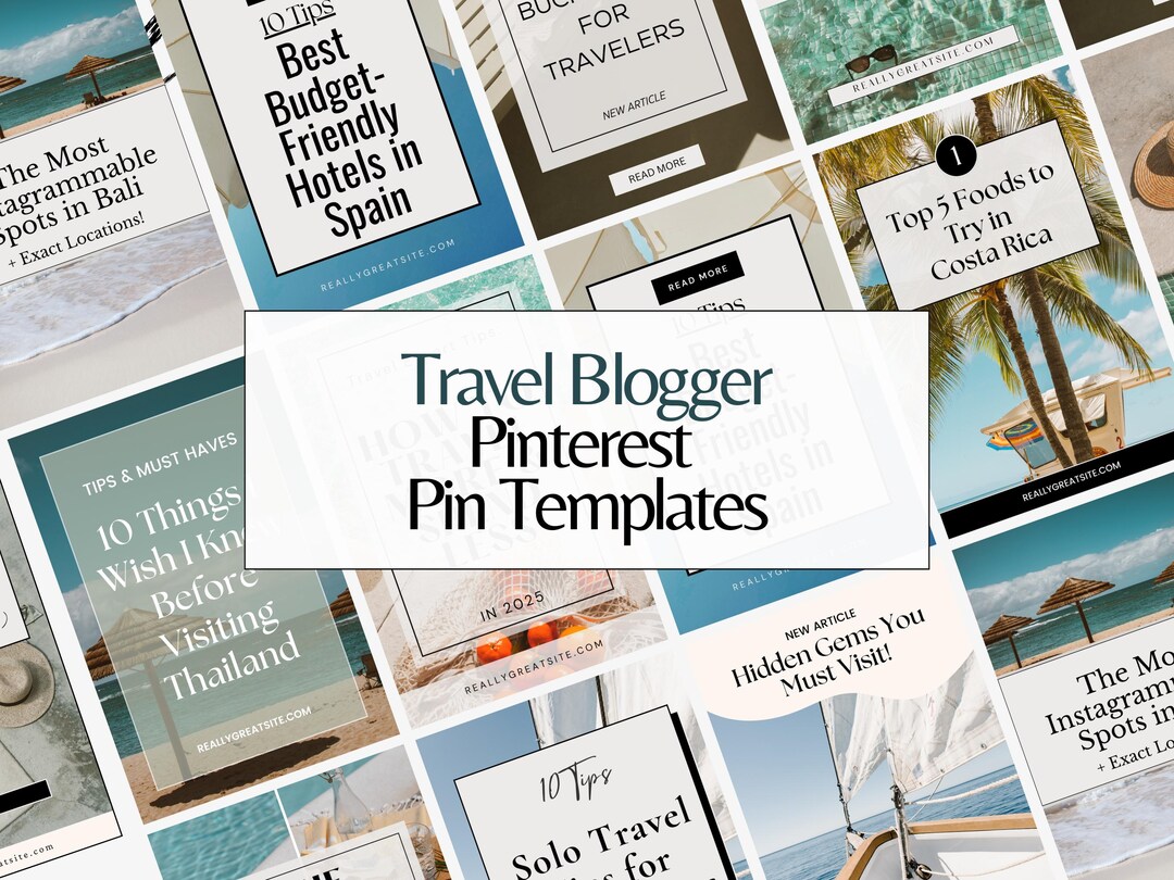 Travel Pinterest Pins Template, Travel Blogger Pinterest Template ...
