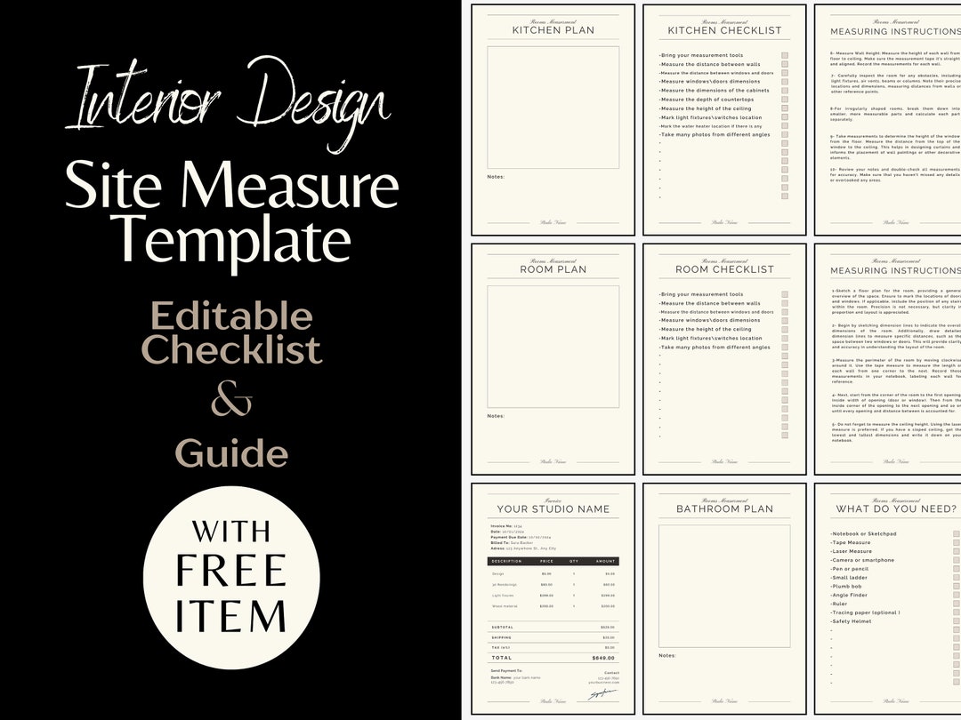 Interior Design Site Measure Template Room Measure Checklist Interior ...