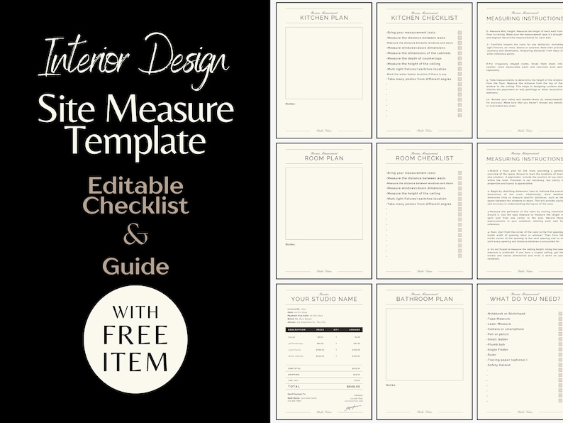 Interior Design Site Measure Template Room Measure Checklist Interior ...
