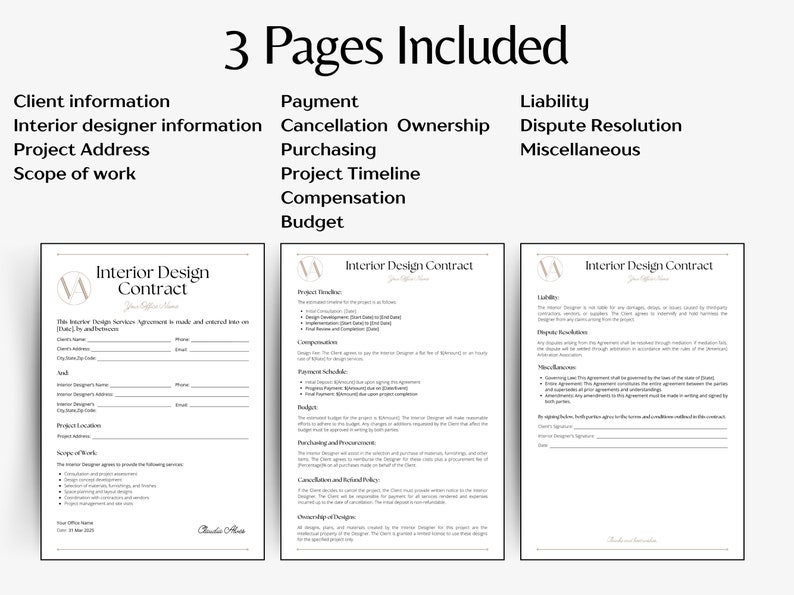 Interior Design Contract Template Decorator Client Agreement Interior ...