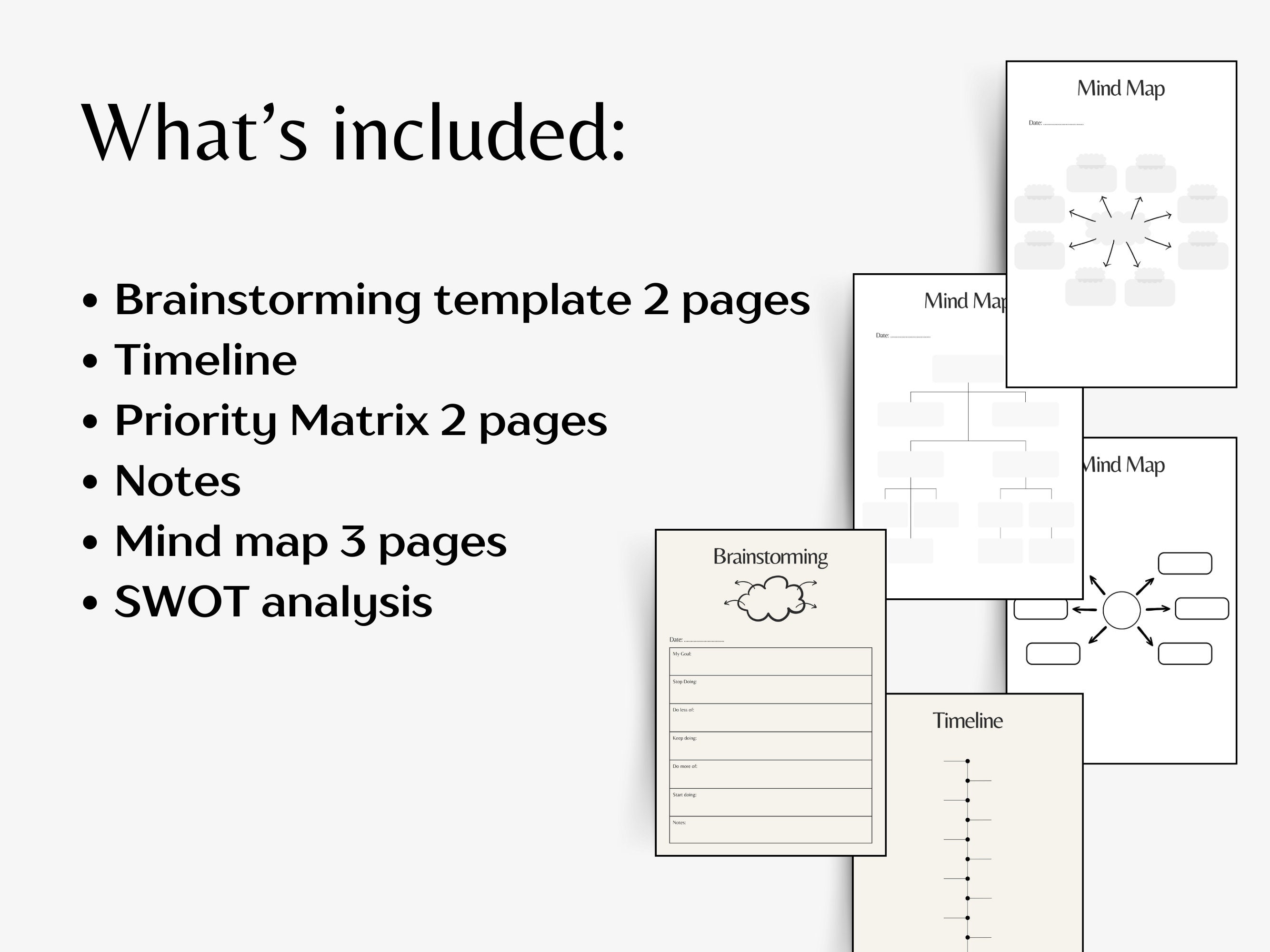 Brainstorm Template Bundle Productivity Digital Planner Mind Map ...