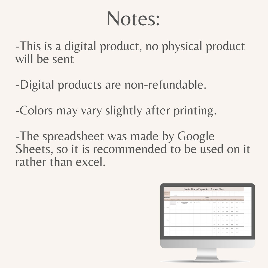 Interior Design Specifications Template Excel Template FFE Interior ...