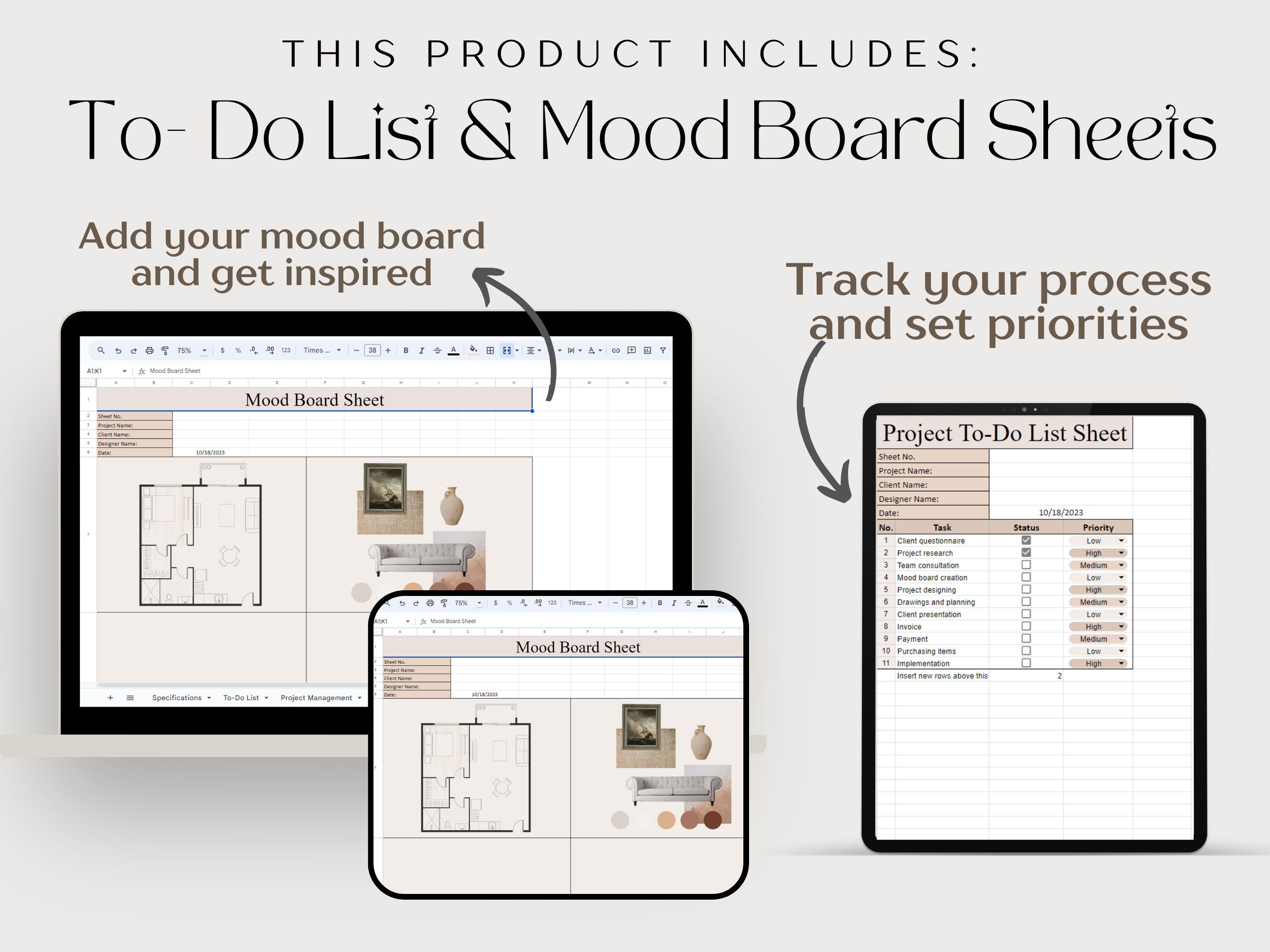 Home Renovation Planner Interior Design Spreadsheet House Improvement ...